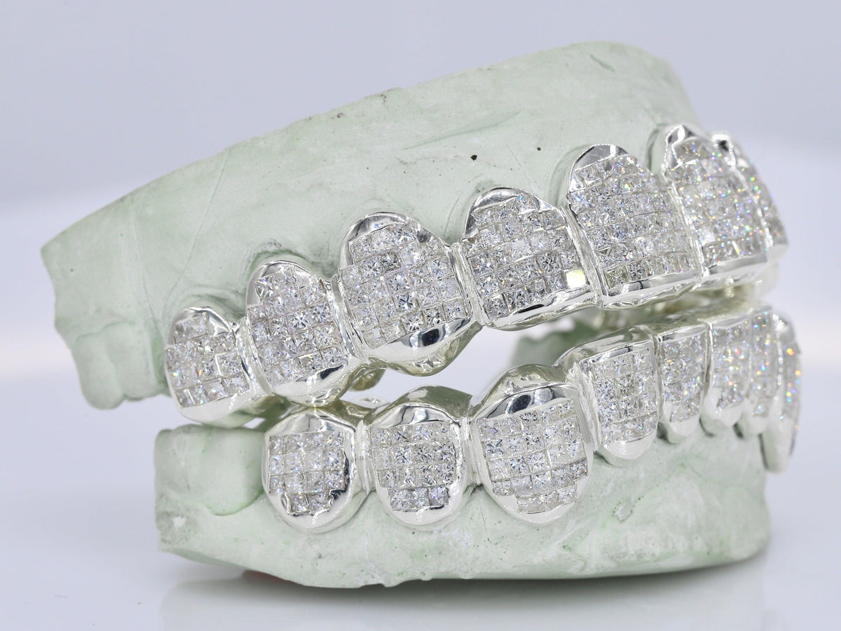 Invisible Set Princess Cut Diamond Grillz - VVS Lab Diamonds ...