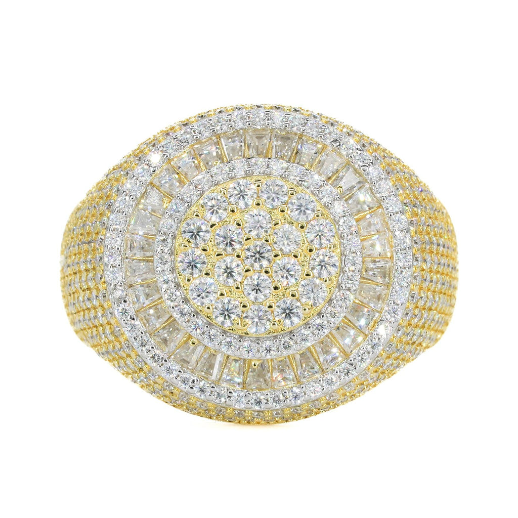 Fully Iced Baguette Round Face VVS Moissanite Diamond Ring – Moissanite Bazaar