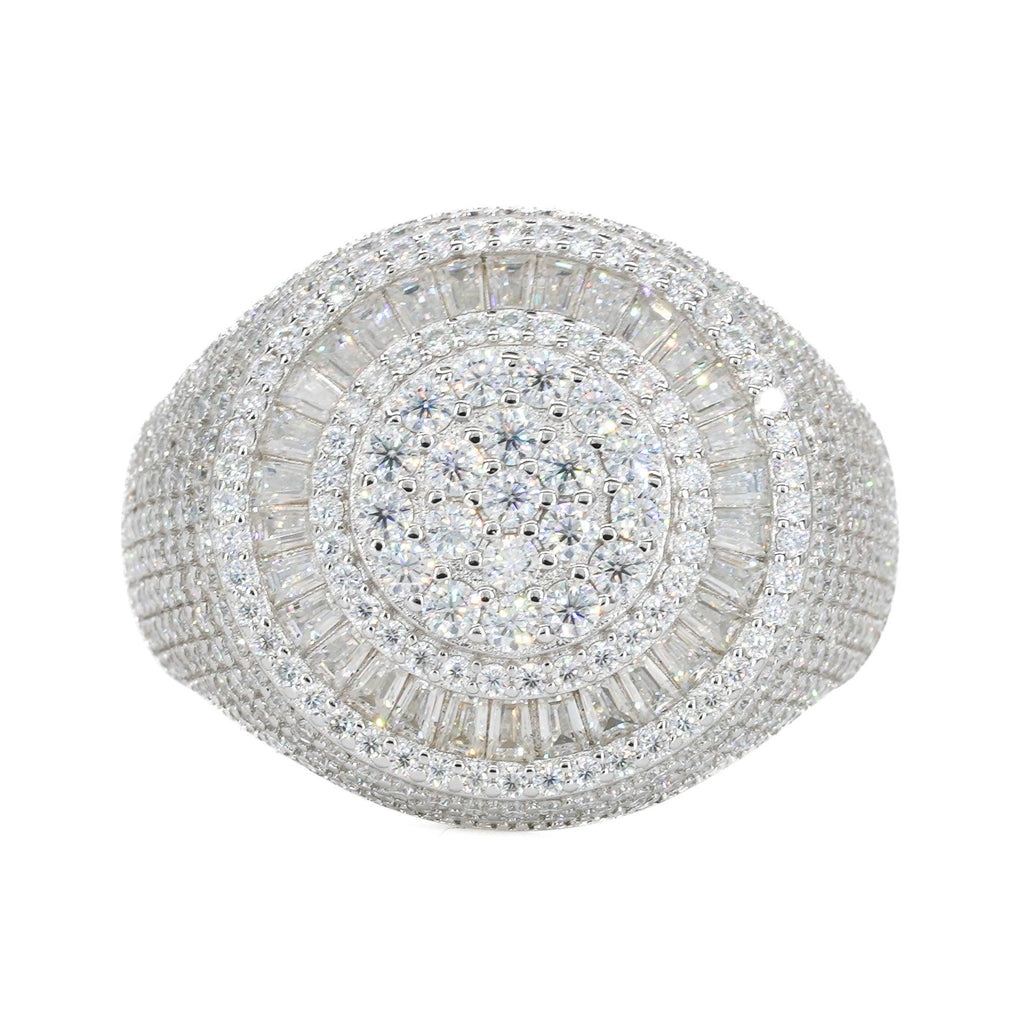 Fully Iced Baguette Round Face VVS Moissanite Diamond Ring – Moissanite Bazaar