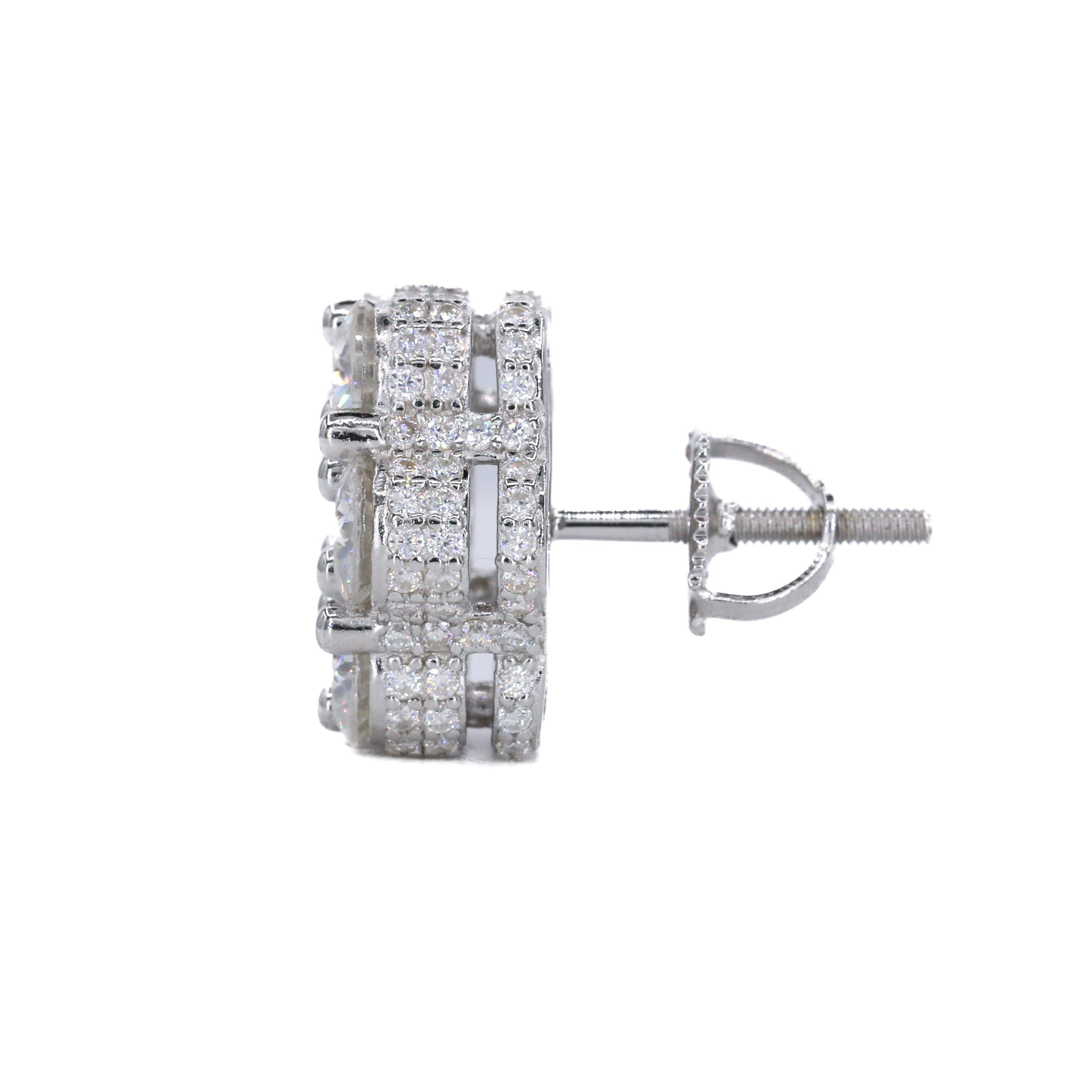 BIG STONE Flower Earring Fully Iced Out VVS Moissanite Daimond Earring ...