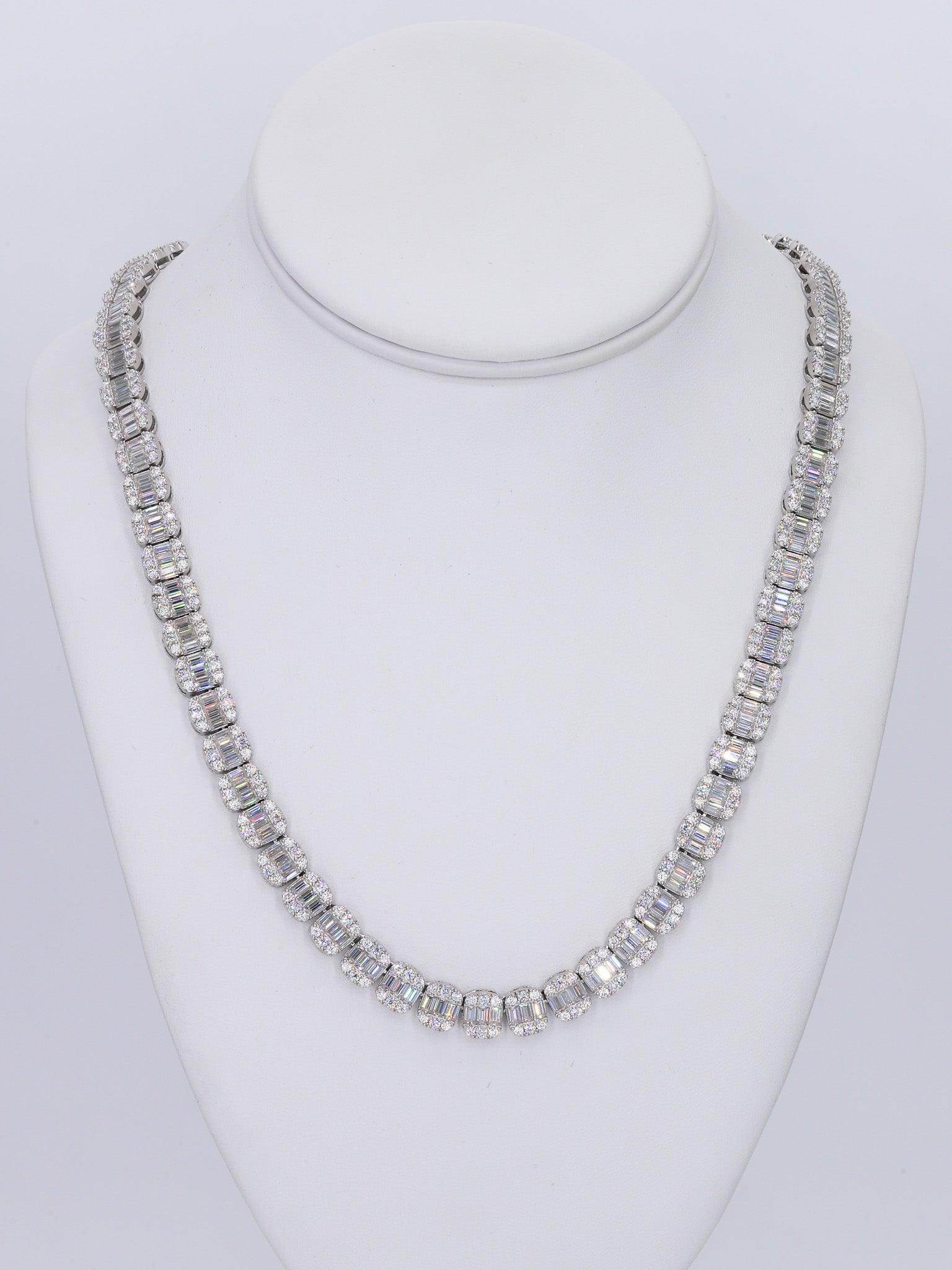8MM Baguette VVS Moissanite Daimond 22 Inch Chain – Moissanite Bazaar