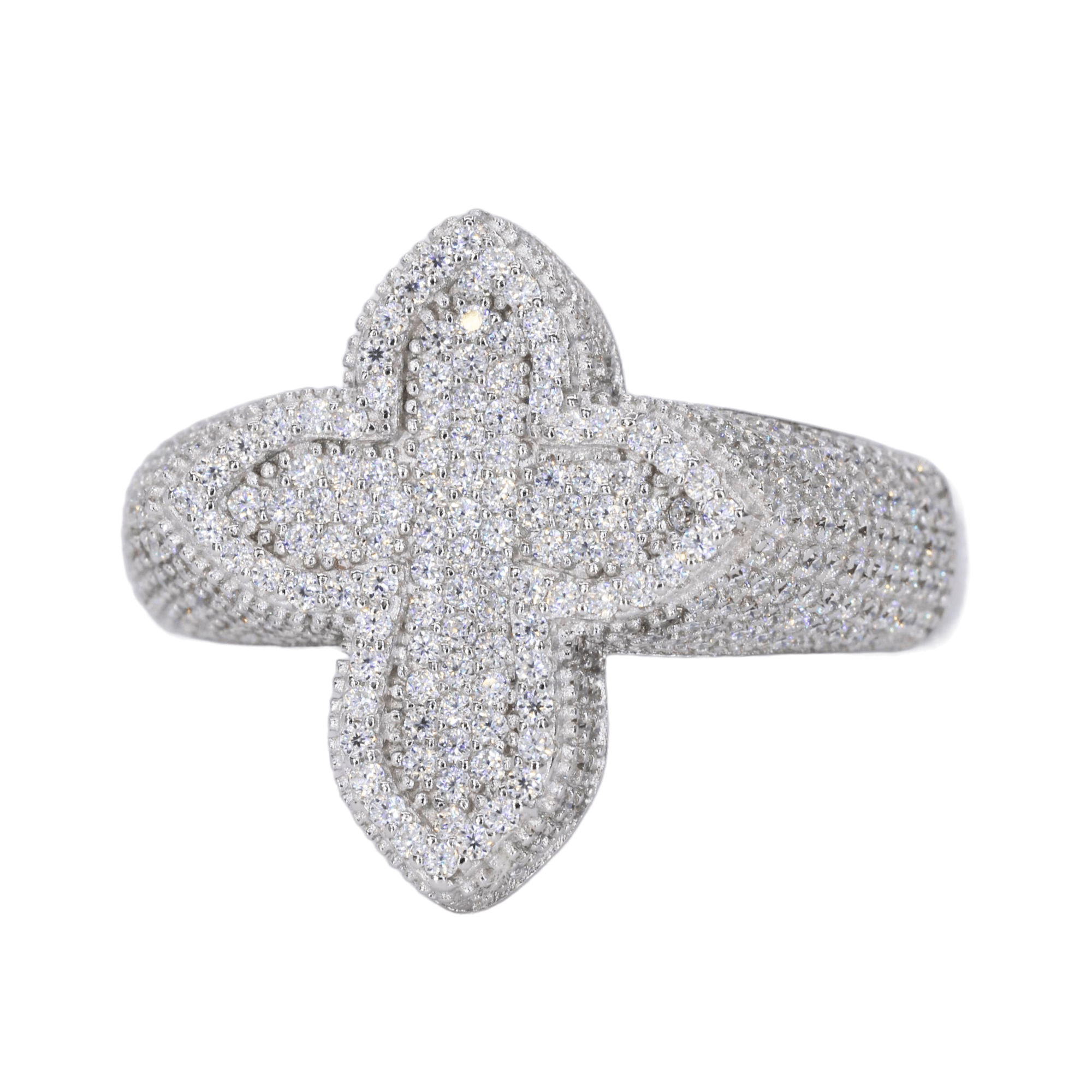 Small Iced Out Cross VVS Moissanite Diamond Ring – Moissanite Bazaar