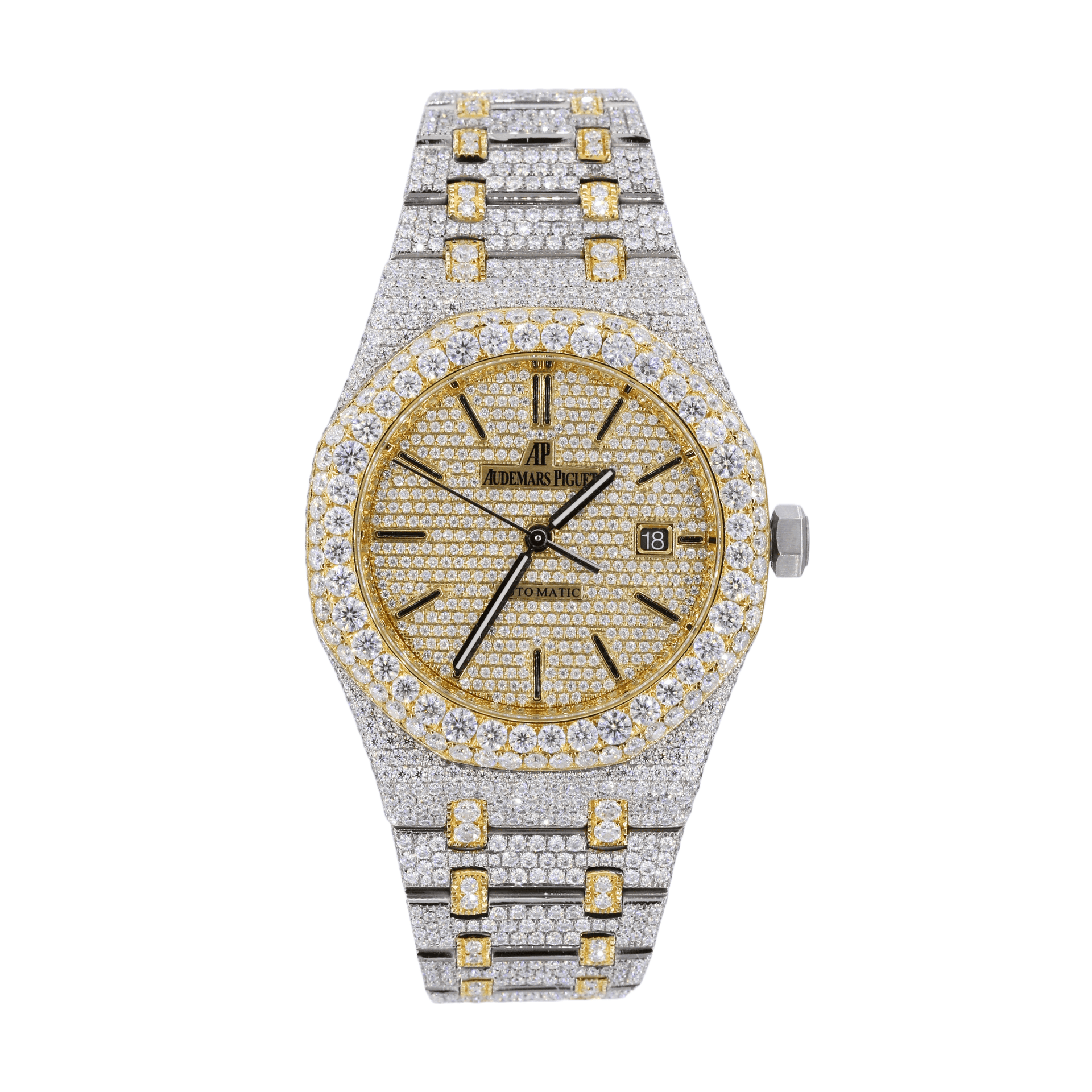AP Stainless Steel 41MM Moissanite Diamond Watch 25CT With Two-Tone Op ...