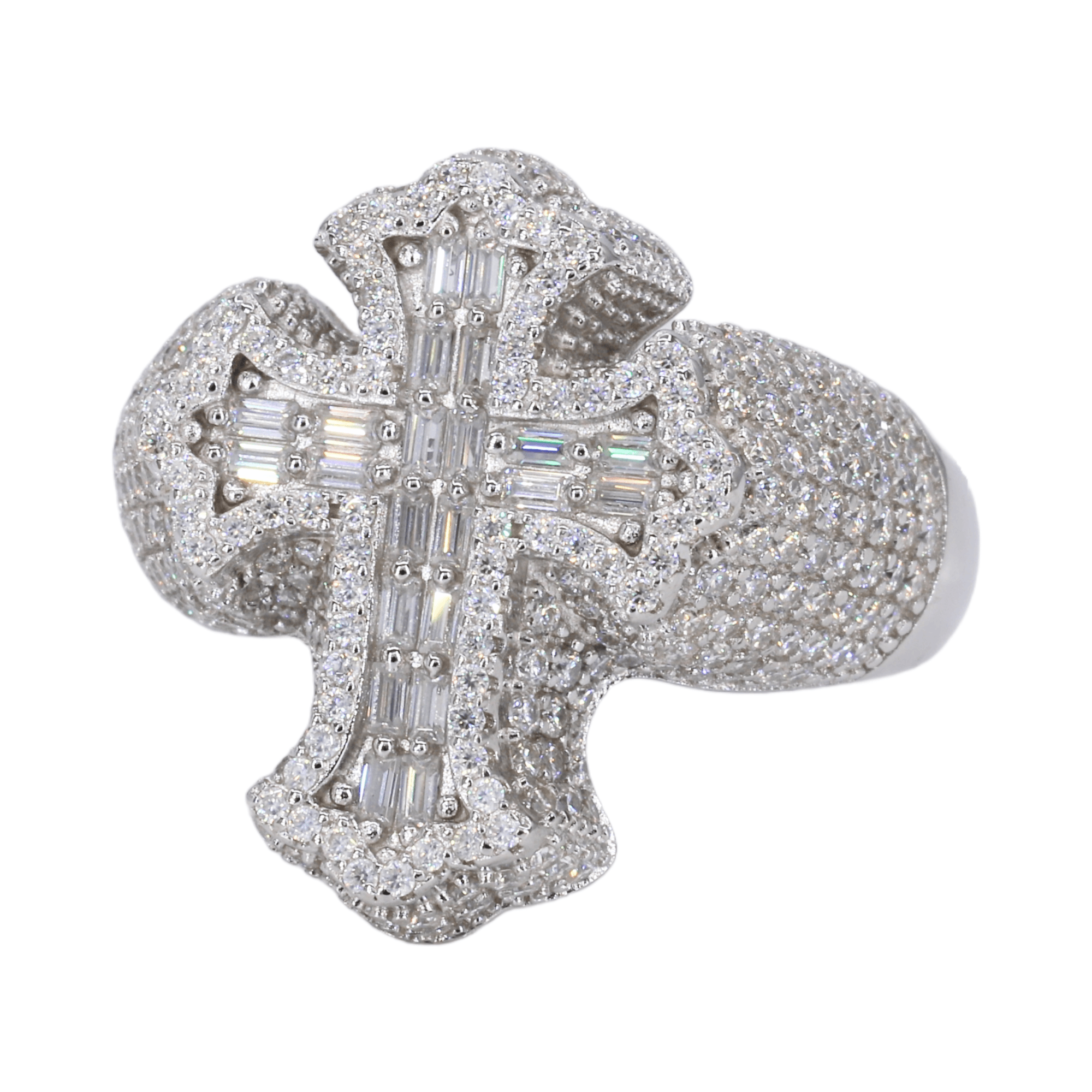 Gothic Baguette Cross VVS Moissanite Diamond Ring – Moissanite Bazaar