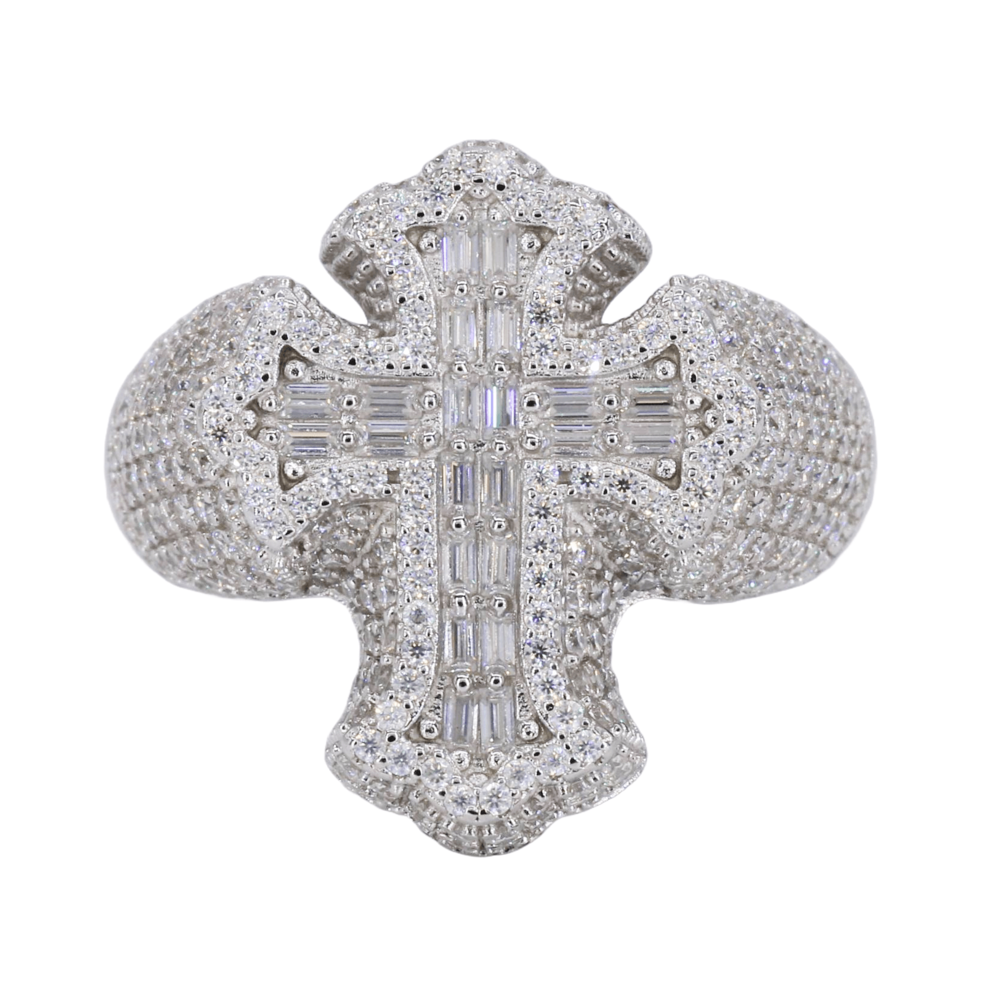 Gothic Baguette Cross VVS Moissanite Diamond Ring – Moissanite Bazaar
