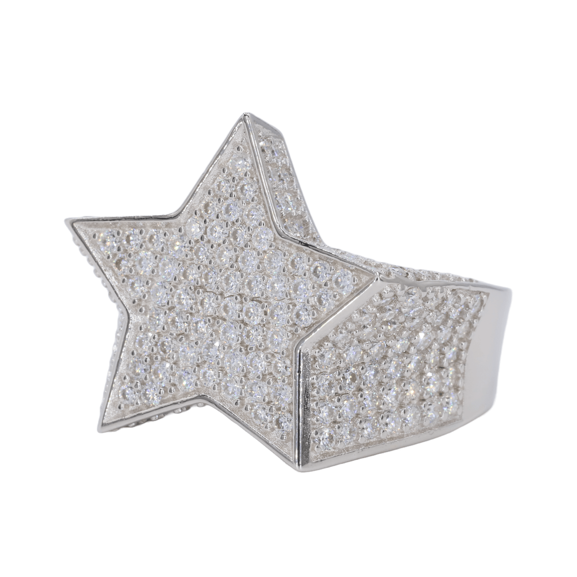 Fully Iced Star VVS Moissanite Diamond Ring – Moissanite Bazaar