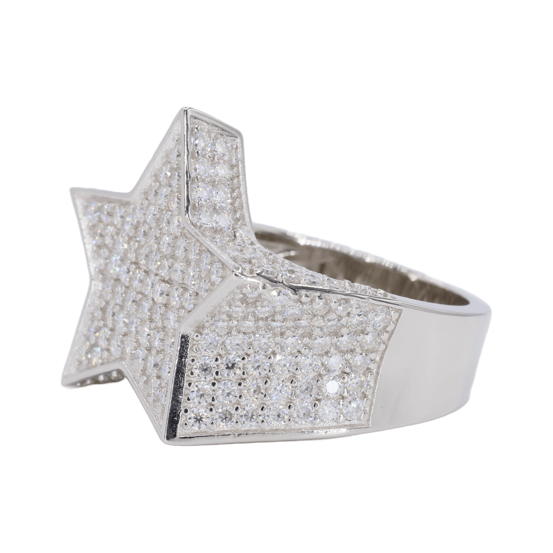 Fully Iced Star VVS Moissanite Diamond Ring – Moissanite Bazaar