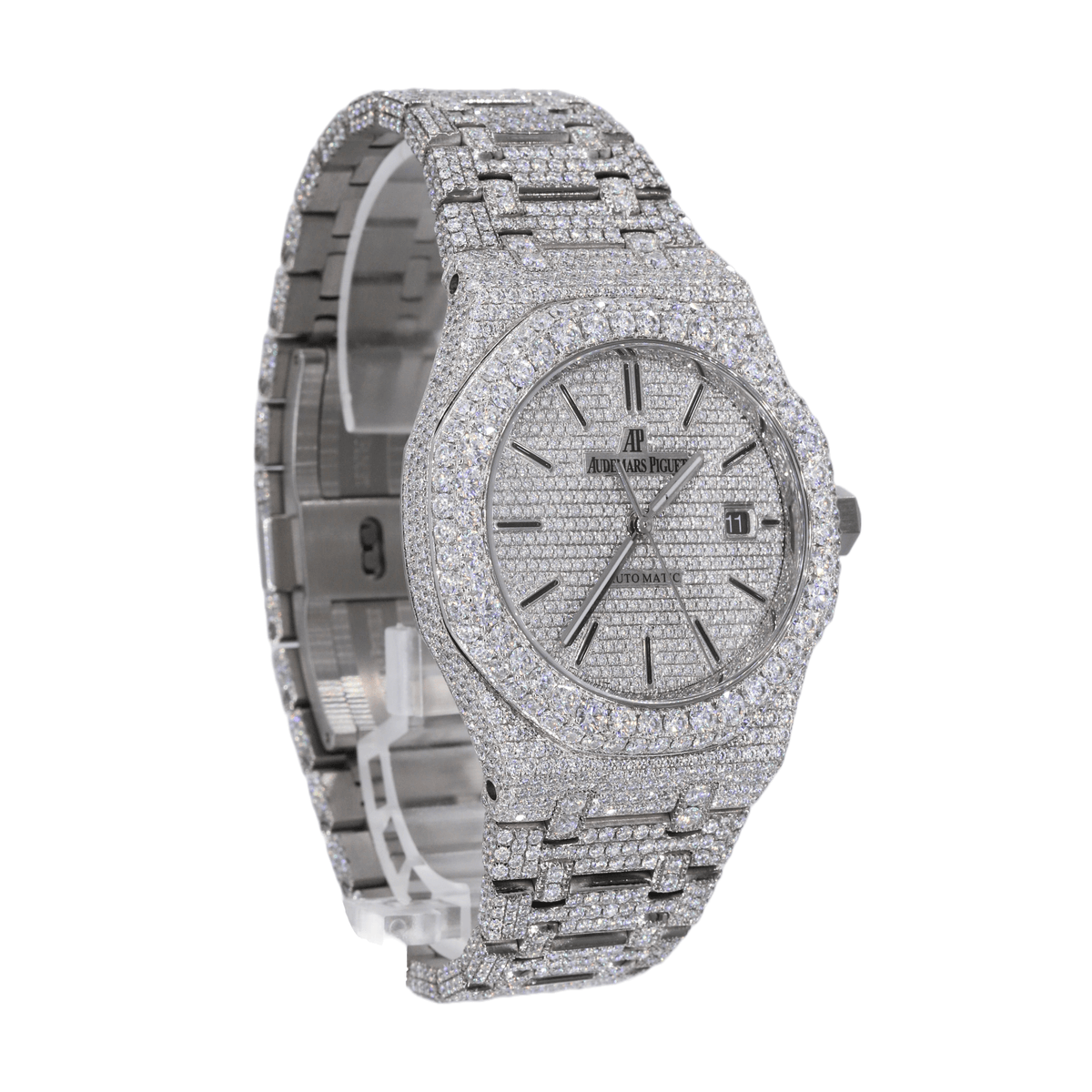 AP Stainless Steel 41MM Moissanite Diamond Watch 25CT With Two-Tone Op ...